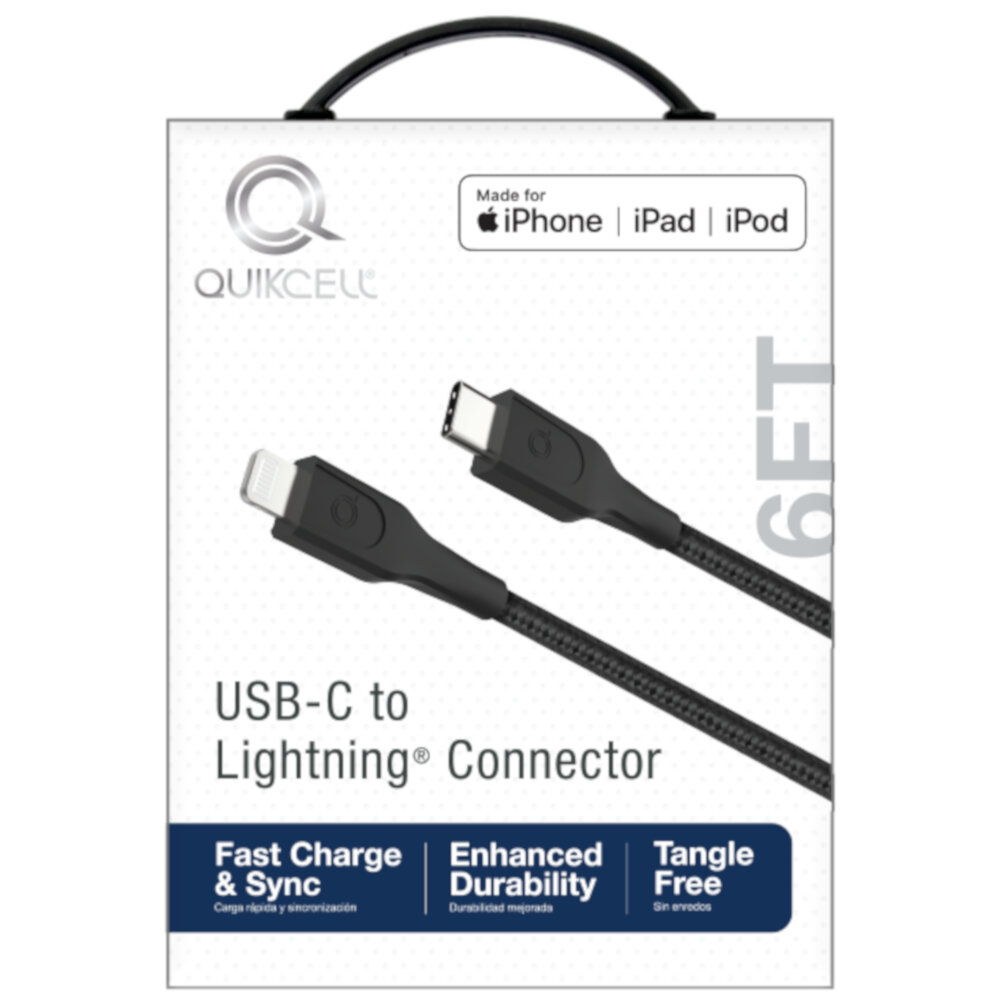 cable quikcell qlightc6ft lightning a usb c 1 8 m negro | MacStore Online